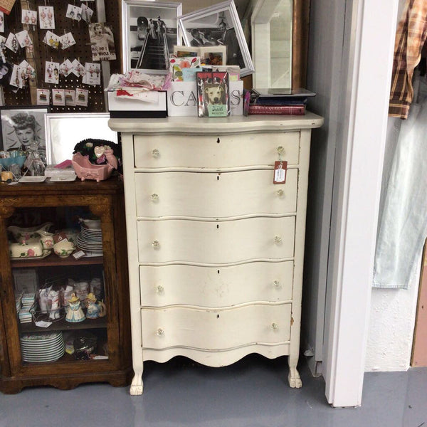 C Shabby White Drawer Dresser w Crystal Knobs 46.5 tall 32 wide 20 Jackson Square